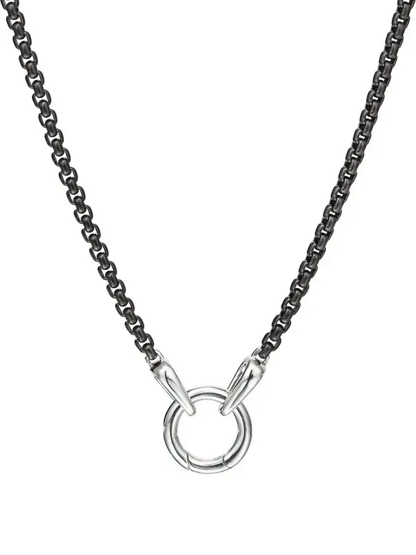 David Yurman Stainless Steel Box Chain Necklace - Silver