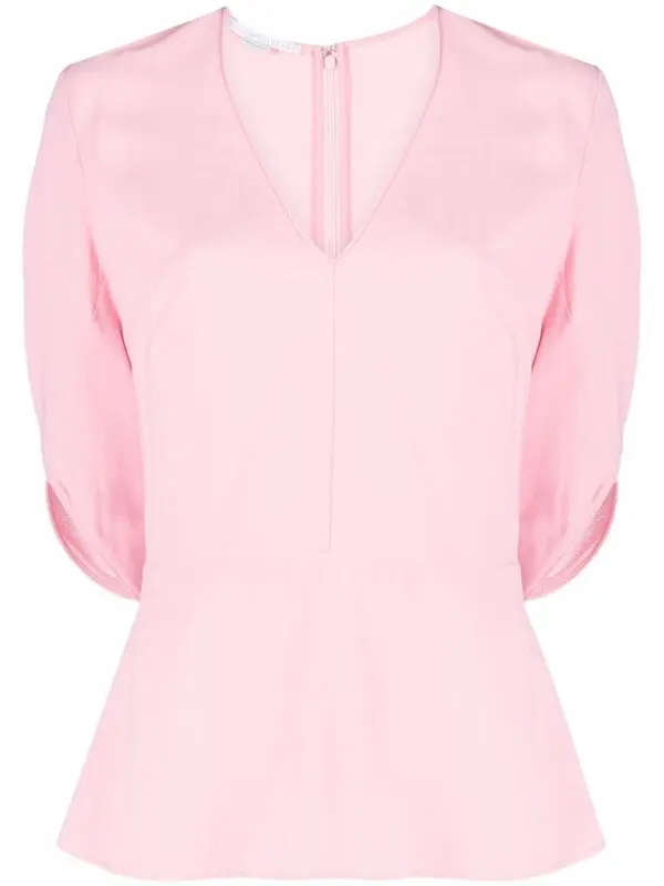 Stella McCartney Melody V-neck Peplum Blouse - Pink