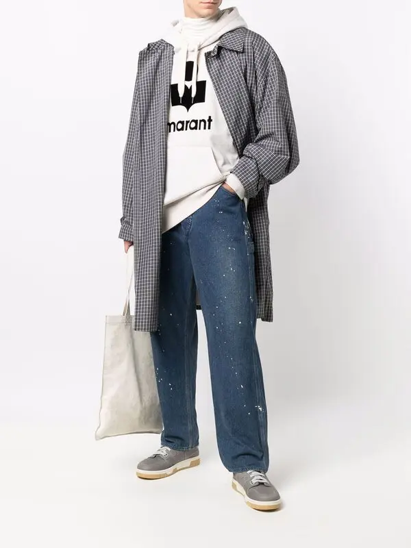 Isabel Marant Miley Flocked-logo Hoodie - Neutrals