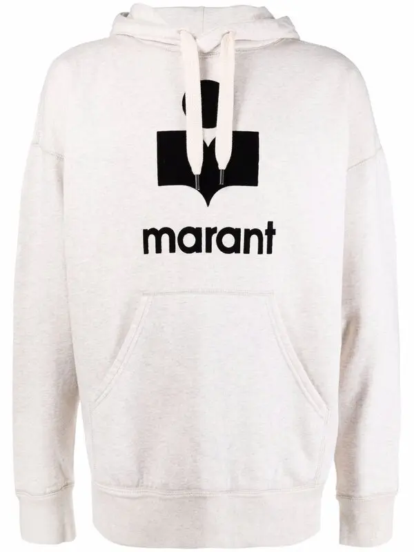Isabel Marant Miley Flocked-logo Hoodie - Neutrals
