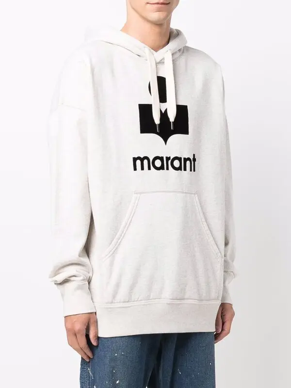 Isabel Marant Miley Flocked-logo Hoodie - Neutrals