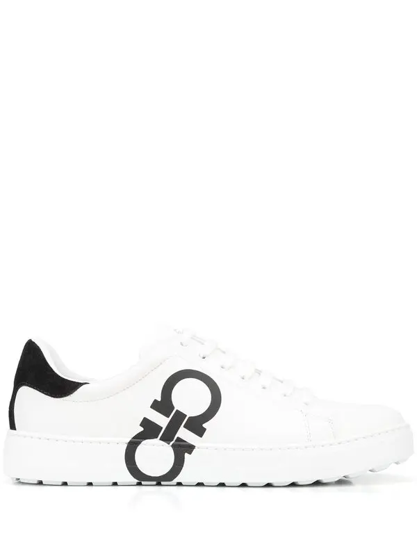 FERRAGAMO Gancini Lace-up Sneakers - White