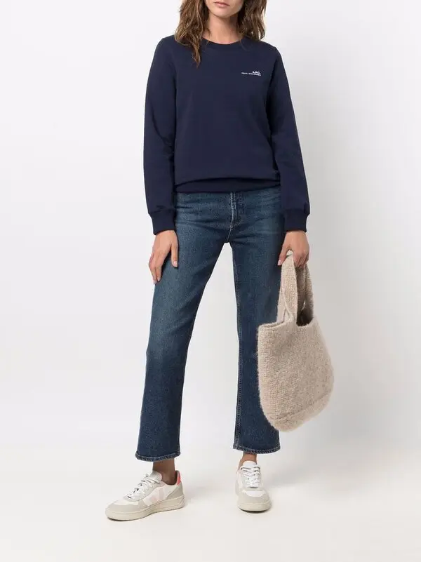 A.p.c. Logo-print Cotton Sweatshirt - Blue