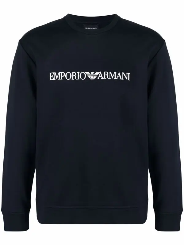 Emporio Armani Logo-print Crew-neck Sweatshirt - Blue