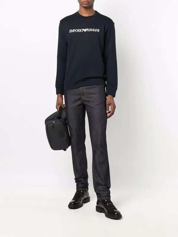 Emporio Armani Logo-print Crew-neck Sweatshirt - Blue