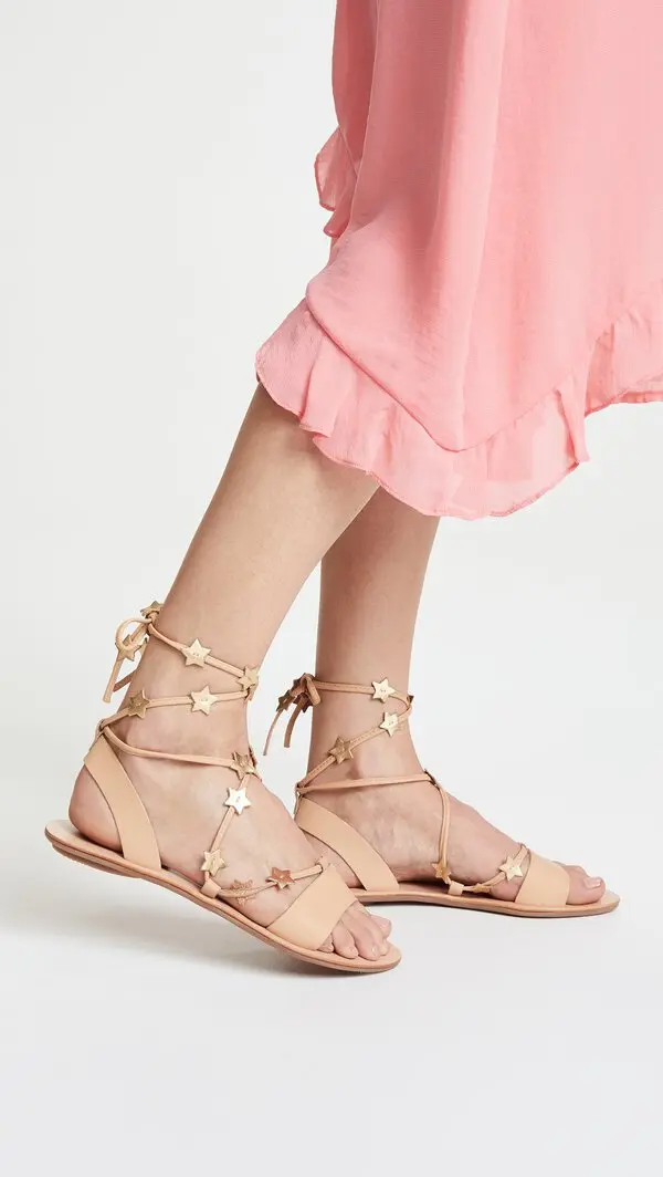 LOEFFLER RANDALL Starla Ankle Wrap Sandals - Wheat/gold