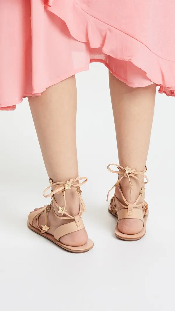 LOEFFLER RANDALL Starla Ankle Wrap Sandals - Wheat/gold