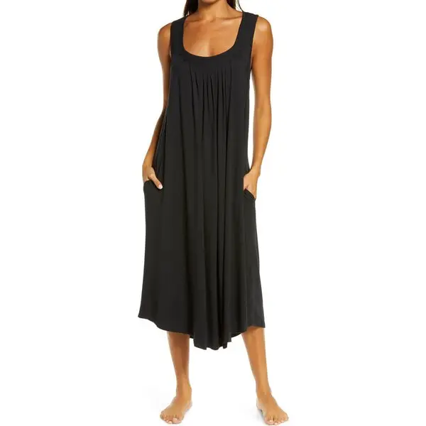 PAPINELLE Pleated Nightgown - Black