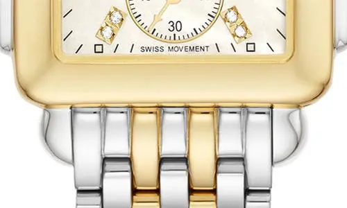 Michele Deco Mid Diamond Dial Bracelet Watch - Gold/mop