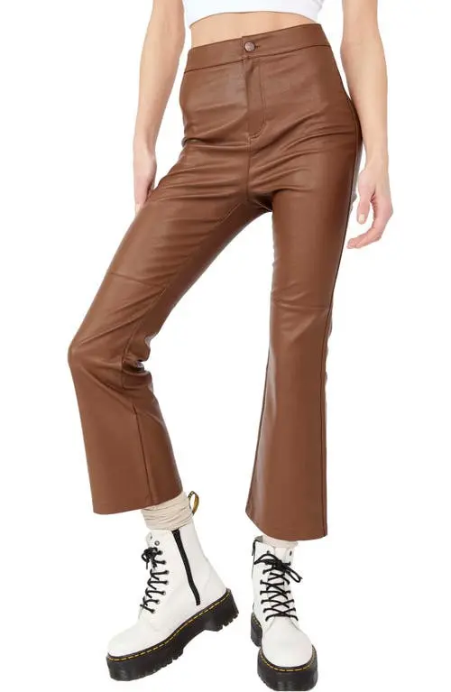 Free People Sasha Crop Faux Leather Pants - Chesnut