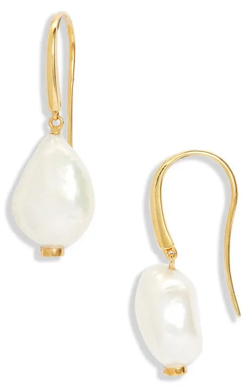 Monica Vinader Nura Pearl Drop Earrings - 18ct Gold Vermeil/st Silver
