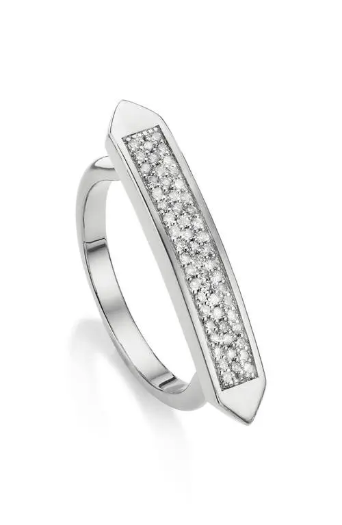 Monica Vinader Baja Skinny Diamond Stacking Ring - Silver