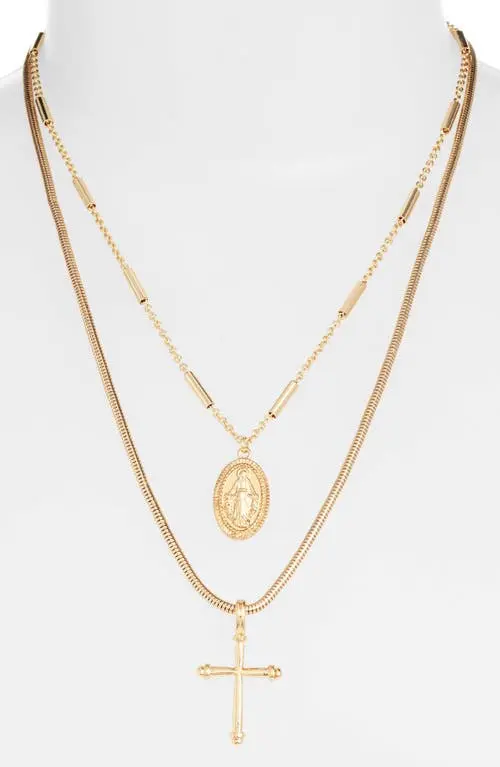 Ettika Coin And Cross Pendant Necklace Set - Gold