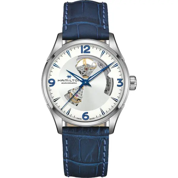 Hamilton Jazzmaster Skeleton Leather Strap Watch - Blue