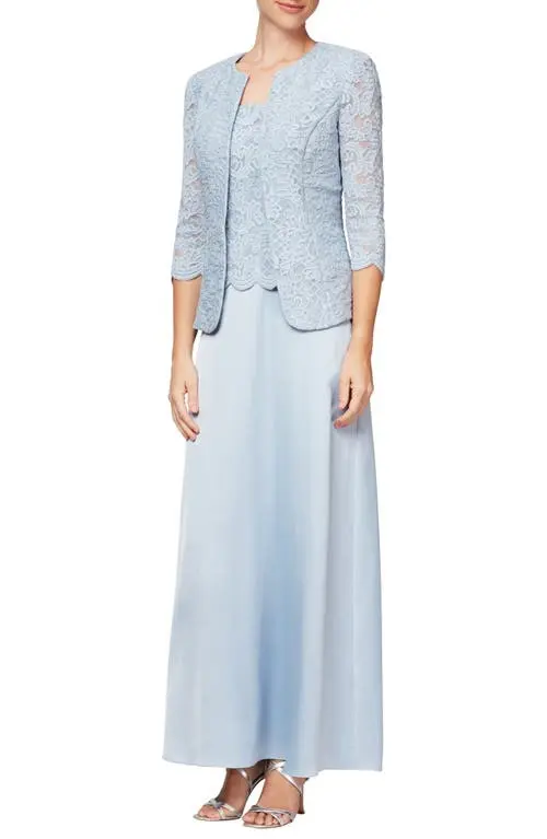 Alex Evenings Embroidered Lace Gown With Jacket - Hydrangea