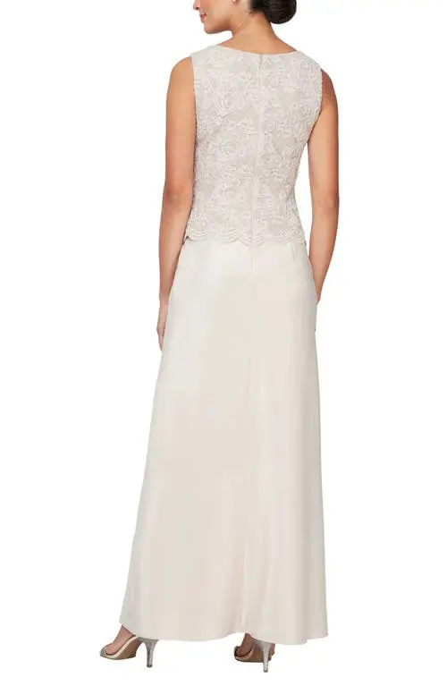 Alex Evenings Embroidered Lace Gown With Jacket - Taupe