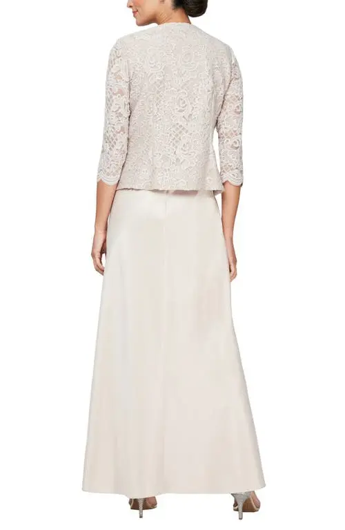 Alex Evenings Embroidered Lace Gown With Jacket - Taupe