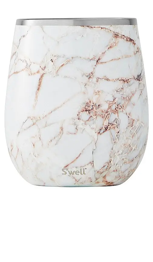 S'WELL Elements Wine Tumbler 9oz In White,metallic Gold - Calacatta Gold
