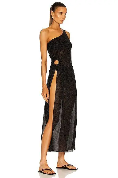 black one shoulder cut out ring slit dress Black Cutout One-Shoulder Maxi Dress | Womens | Medium (Available in L) | 100% Polyester | Lulus | Homecoming | Holiday Dresses