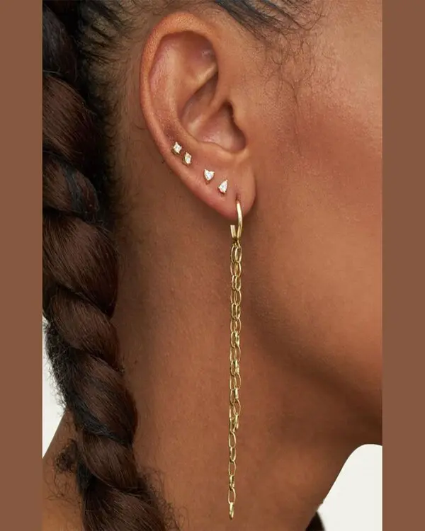 JENNIFER MEYER 18k Yellow Edith Link Stud Earrings
