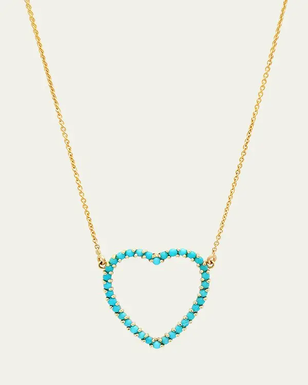 JENNIFER MEYER Large Open Heart Necklace - Turquoise