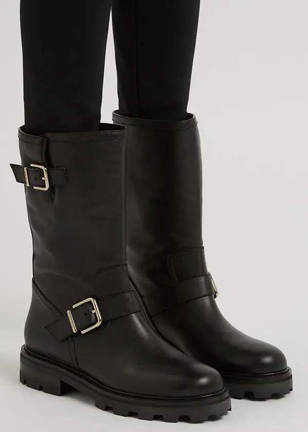 Jimmy Choo Biker Ii Leather Ankle Boots In Black 31% Off