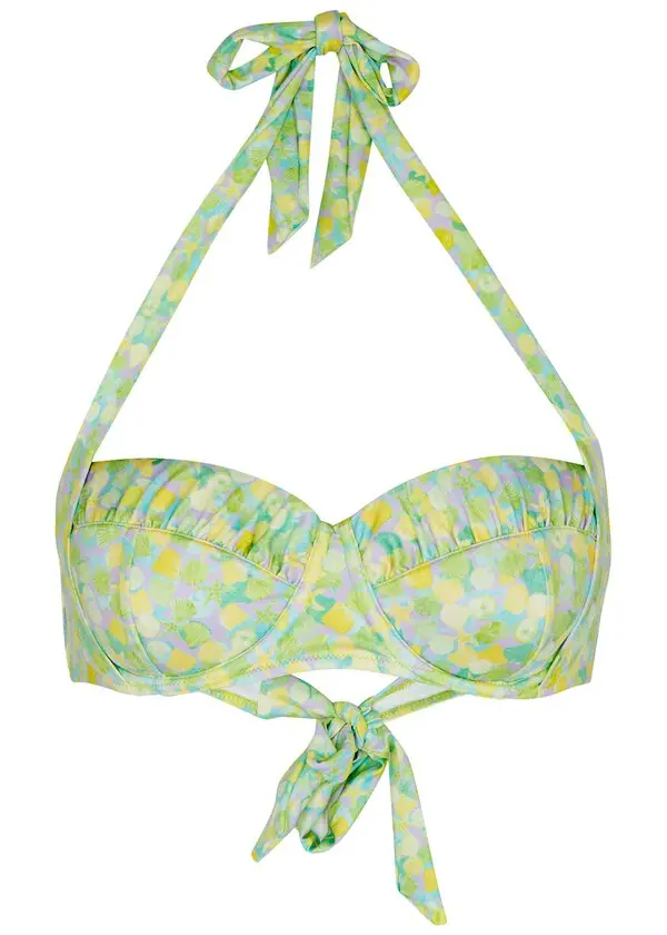Rixo Jenny Printed Halterneck Bikini Top