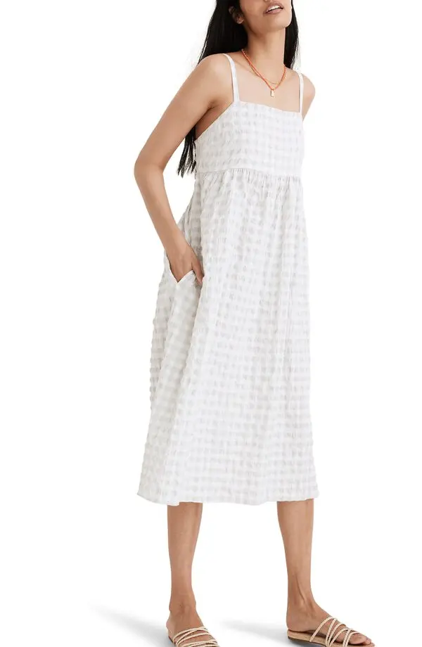 madewell green gingham dress Madewell Green & White Gingham Puff Sleeve Mini Dress