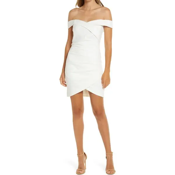 LAVISH ALICE Off-the-shoulder Mini Wrap Dress