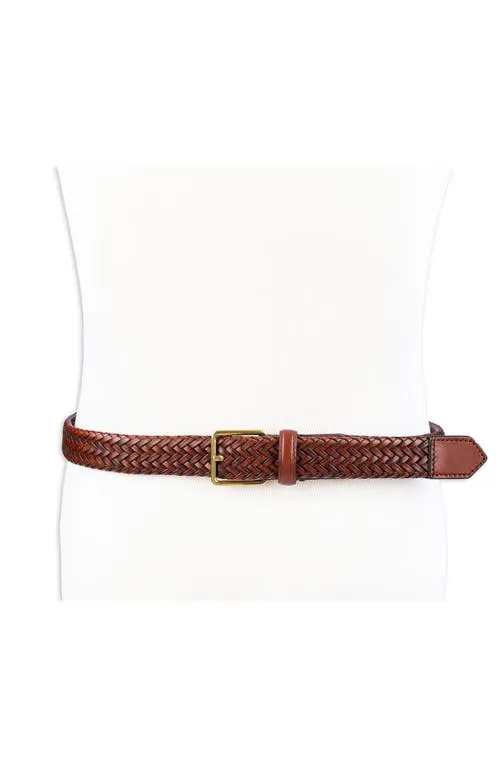 Cole Haan Woven Leather Belt - Cognac