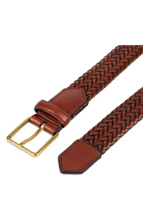 Cole Haan Woven Leather Belt - Cognac
