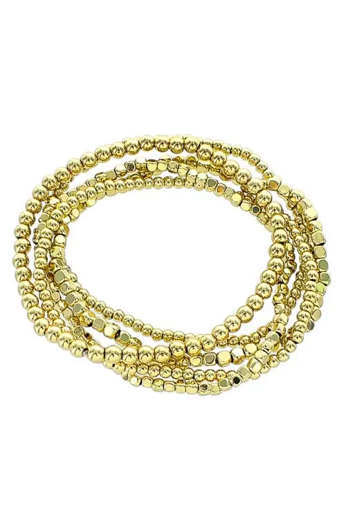 PANACEA Set Of 5 Beaded Stretch Bracelets - Gold