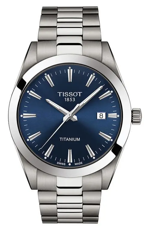 TISSOT Gentleman Titanium Bracelet Watch - Blue