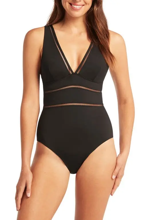 SEA LEVEL Spliced Plunge One-piece - Black