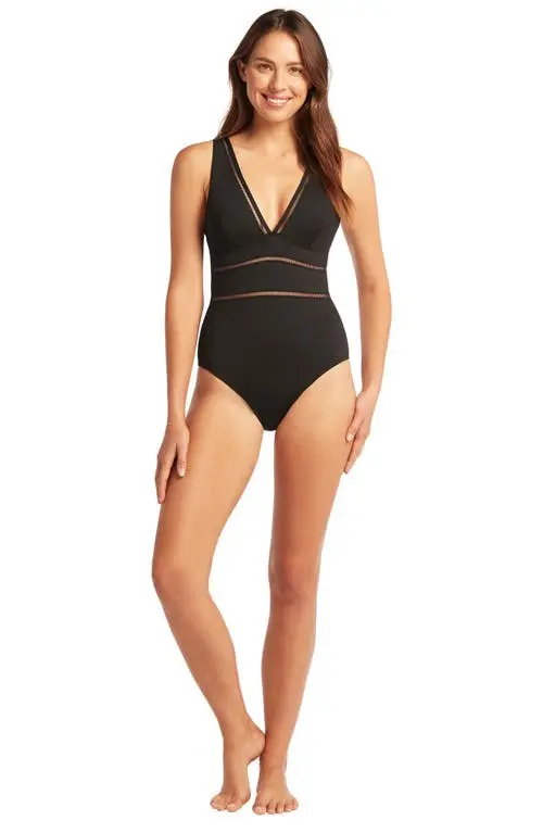 SEA LEVEL Spliced Plunge One-piece