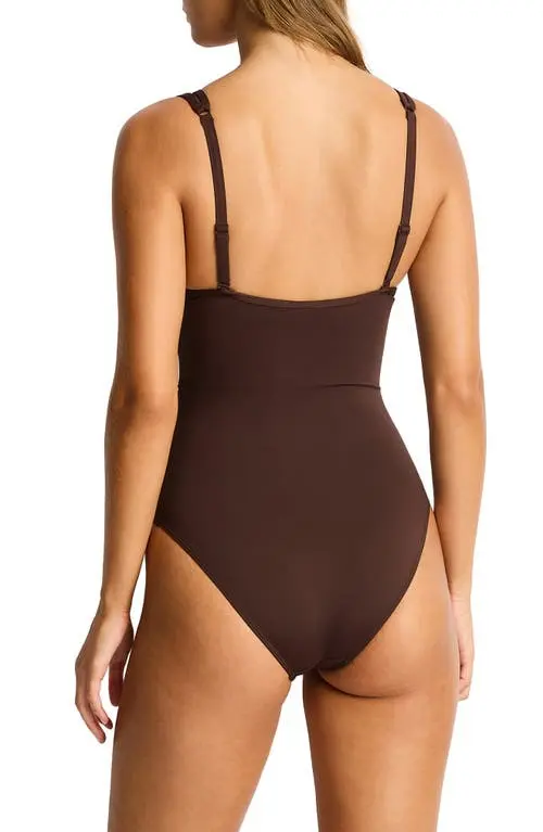 SEA LEVEL Spliced Plunge One-piece - Cocoa