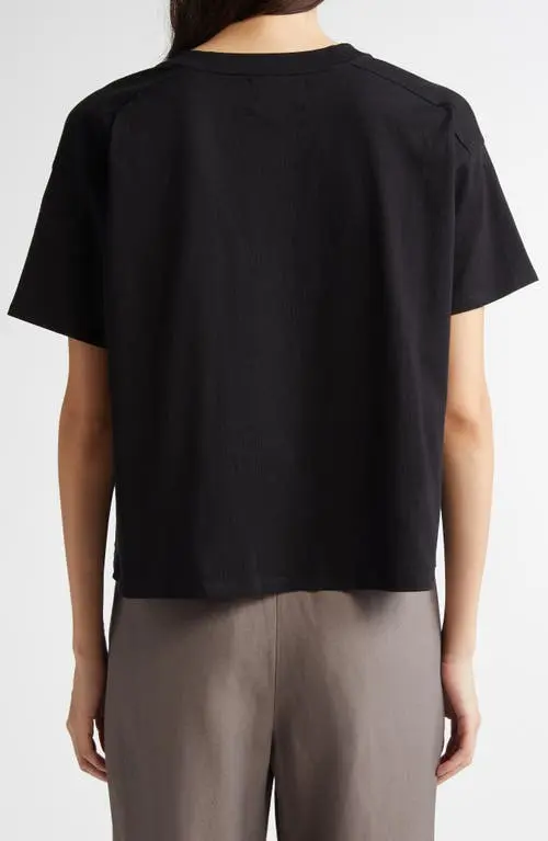 Loulou De Saison Boxy V-neck Cotton T-shirt - Black