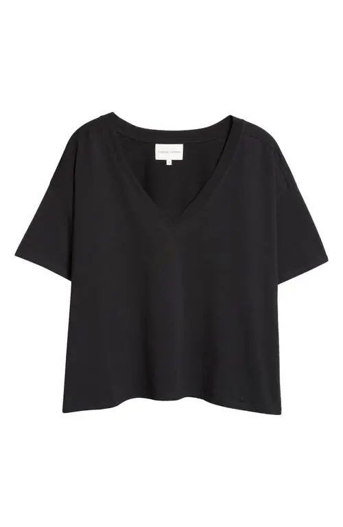 Loulou De Saison Boxy V-neck Cotton T-shirt - Black