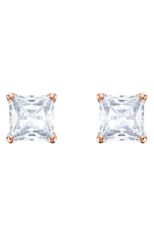 SWAROVSKI Stilla Princess Stud Earrings - Rose Gold