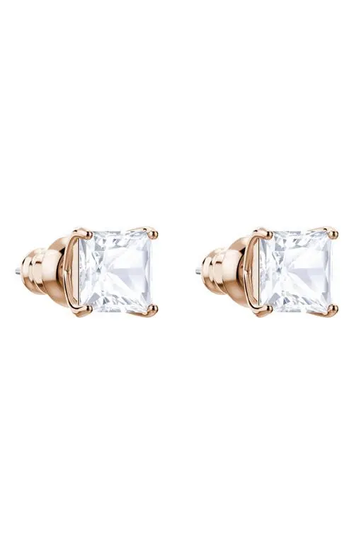 SWAROVSKI Stilla Princess Stud Earrings - Rose Gold