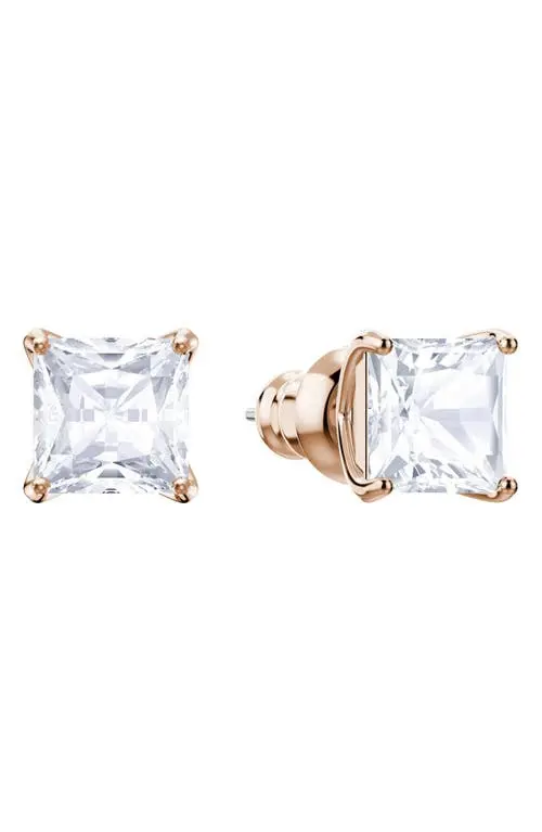SWAROVSKI Stilla Princess Stud Earrings - Rose Gold
