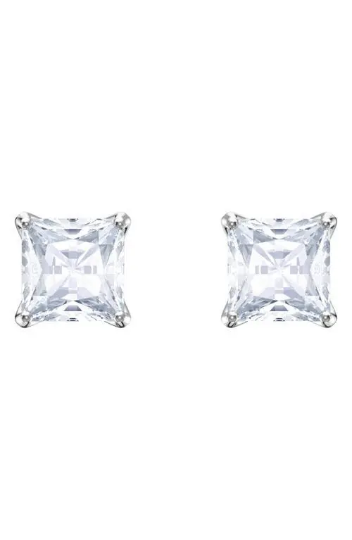 SWAROVSKI Stilla Princess Stud Earrings - Silver / Clear Crystal
