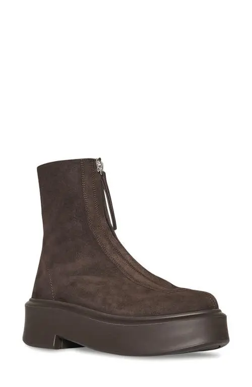 THE ROW Zip Platform Bootie - Dbr Dark Brown