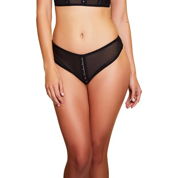 HAUTY High Waist Hook And Eye Mesh Panties - Black