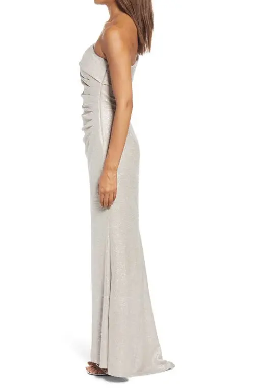 Eliza J One-shoulder Glitter Mermaid Gown