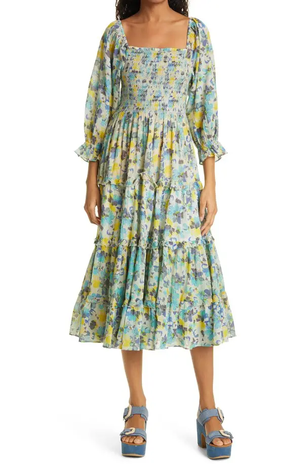 LoveShackFancy Capri Smocked Tiered Dress