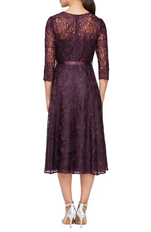 Alex Evenings Embroidered A-line Cocktail Dress