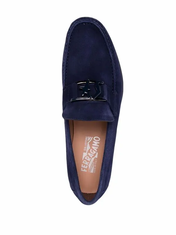 FERRAGAMO Logo-plaque Loafers - Blue
