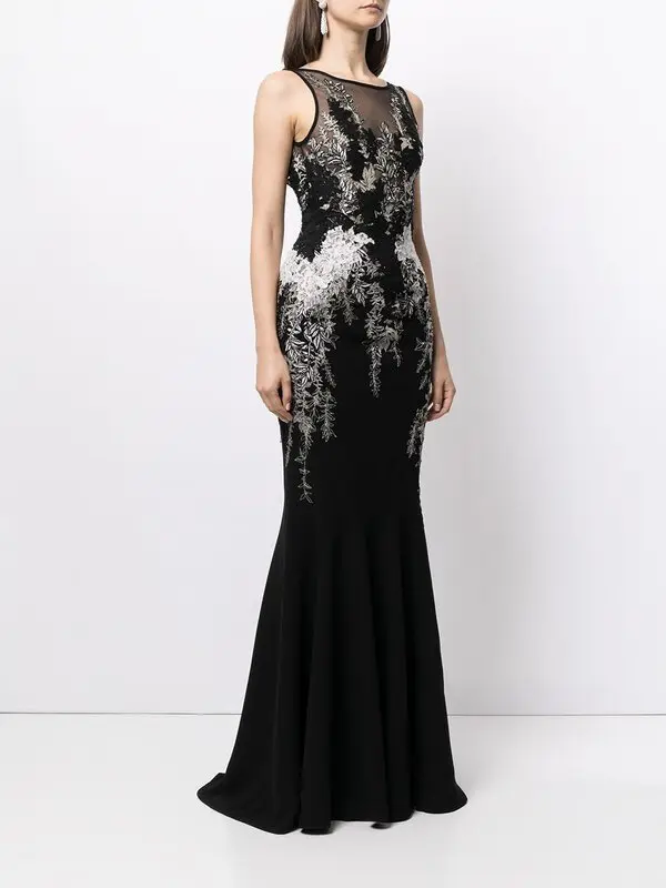 SAIID KOBEISY Fitted Floral Lace-embroidered Gown