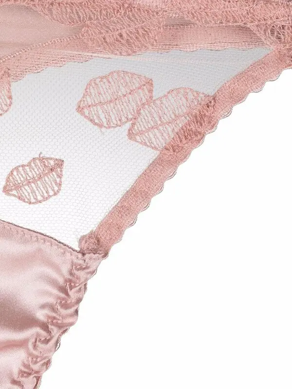 FLEUR OF ENGLAND Valentina Embroidered Tulle Thong
